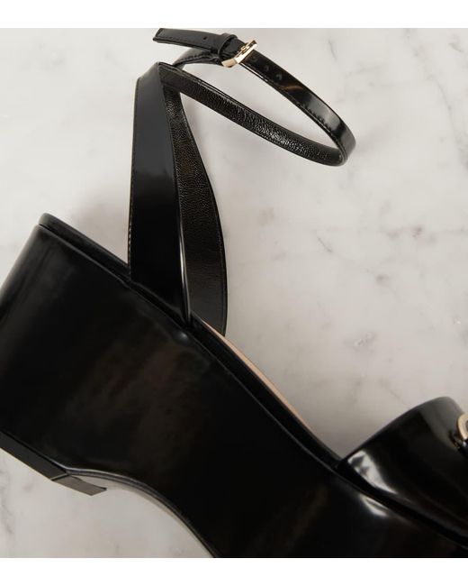 Gucci Horsebit Leather Platform Sandals in Black | Lyst