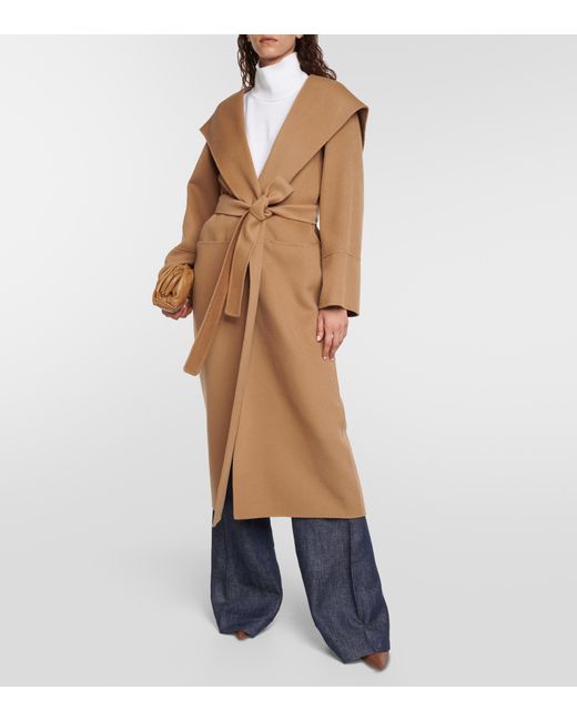 Max Mara Fabio Virgin Wool Belted Coat in Brown | Lyst