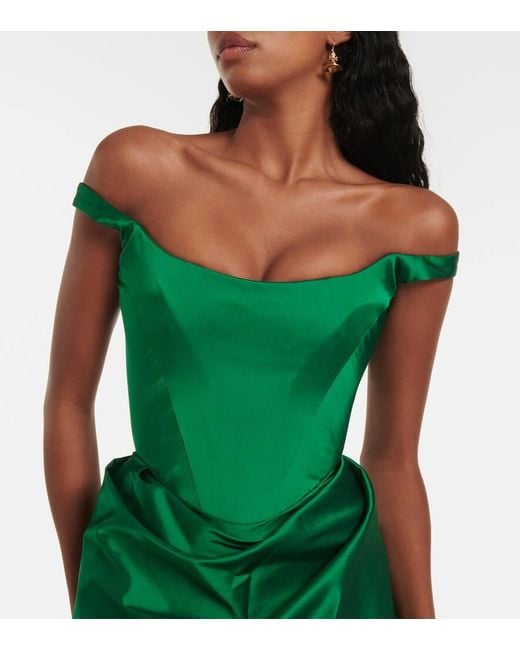 Vivienne Westwood Nova Camille Satin Corset Gown in Green | Lyst