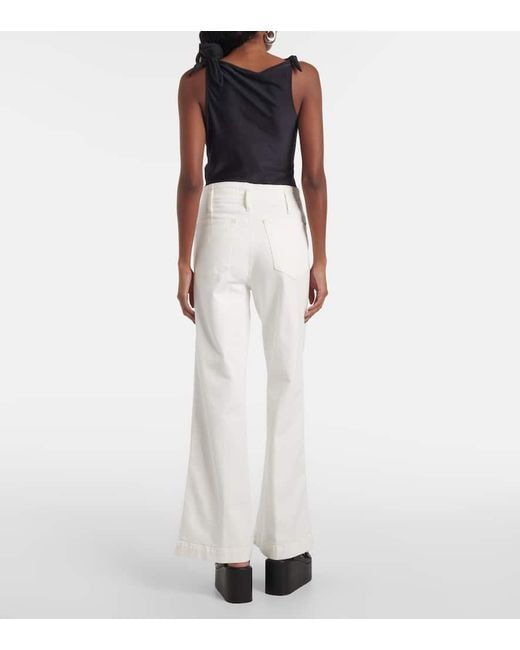 FRAME The Seamed Wide High-Rise Pants in White | Lyst