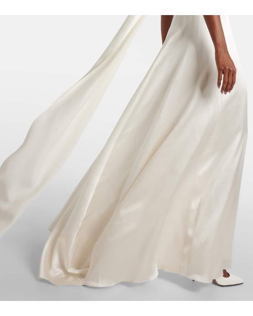 Max Mara Bridal Pamela Draped Silk Satin Gown in White | Lyst