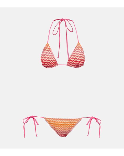 Missoni Zig-zag Triangle Low-rise Bikini in Red | Lyst Missoni Zig-zag Triangle Low-rise Bikini in Red | Lyst