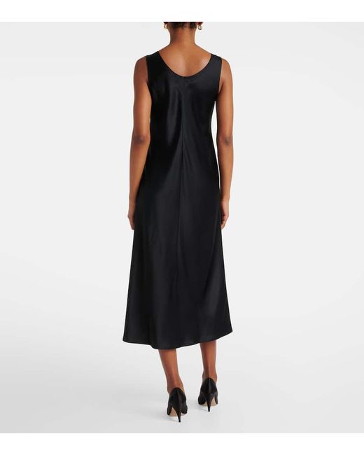 Max Mara Banjo Silk Satin Midi Dress in Black | Lyst