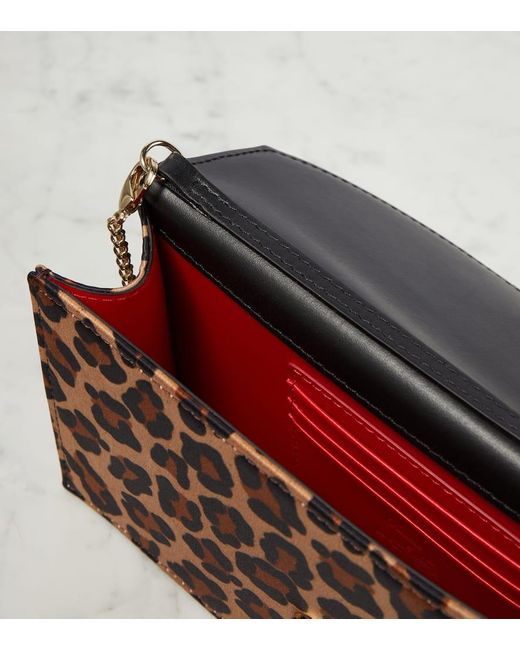Christian Louboutin Loubi54 Leopard-Print Satin Clutch in Brown | Lyst Christian Louboutin Loubi54 Leopard-Print Satin Clutch in Brown | Lyst