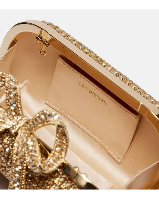 Self-Portrait Bow-Detail Chainmail Clutch in Metallic | Lyst