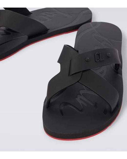 Christian Louboutin Loubi Cross Rubber Slides in Brown for Men | Lyst