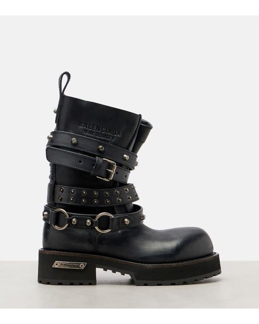 Balenciaga Venom City Leather Biker Boots in Black | Lyst UK