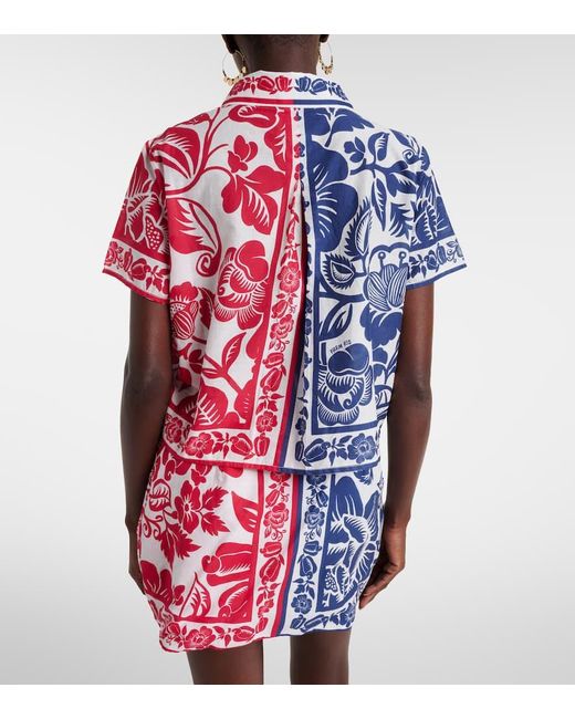 FARM Rio Cashew And Birds Cotton Shirt in Blue | Lyst UK