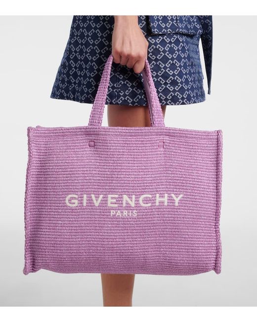 Givenchy G-Tote Medium Raffia-Effect Shopper in Purple | Lyst