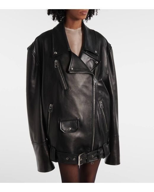 Khaite Hansel Leather Jacket in Black | Lyst