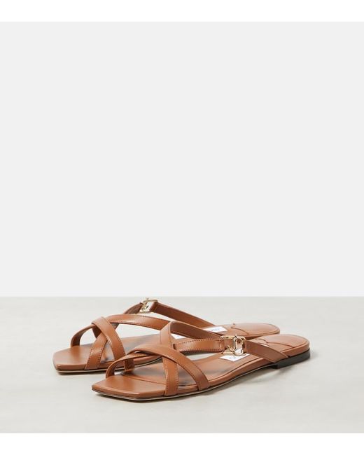 Jimmy Choo Jess Leather Sandals in Brown | Lyst