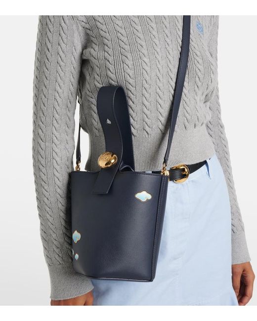 Loewe Pebble Mini Leather Bucket Bag in Blue | Lyst