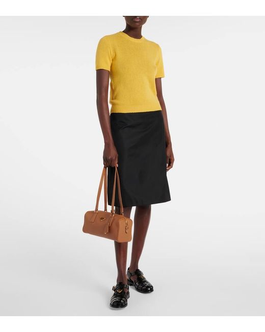 Prada Medium Leather Shoulder Bag in Brown | Lyst