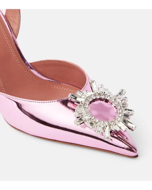 Salones Begum Sling 70 de piel metalizada de AMINA MUADDI de color Rosa ...