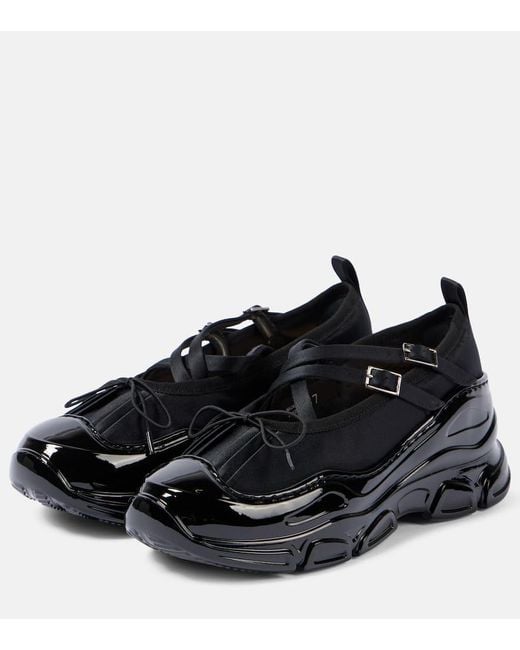 Simone Rocha Crystal Buckle Tracker Leather-Trimmed Shoes in Black | Lyst