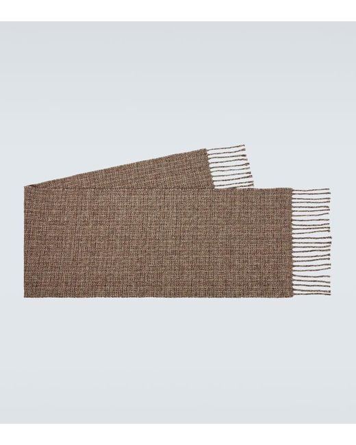 Loro Piana Moulin Cashmere Tweed Scarf in Brown for Men | Lyst