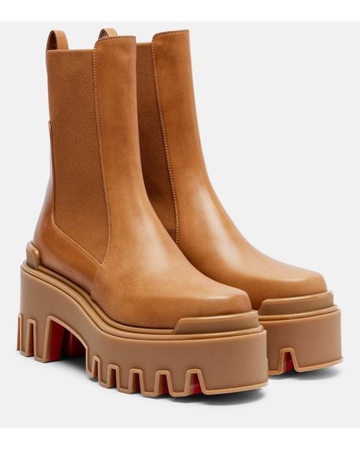 Christian Louboutin Marchacroche Leather Chelsea Boots in Brown | Lyst UK