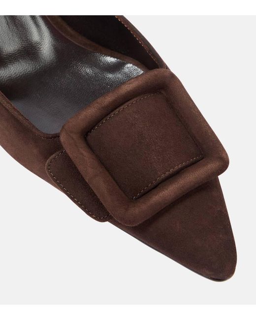 Manolo Blahnik Maysale 70 Suede Mules in Brown | Lyst