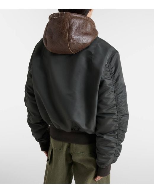 JW Anderson Shearling-Trimmed Bomber Jacket in Black | Lyst UK