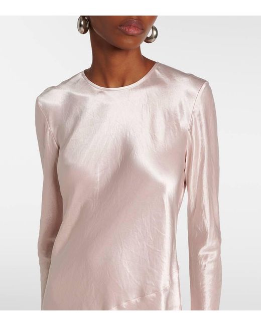 Max Mara Elogio Satin Maxi Dress in Natural | Lyst