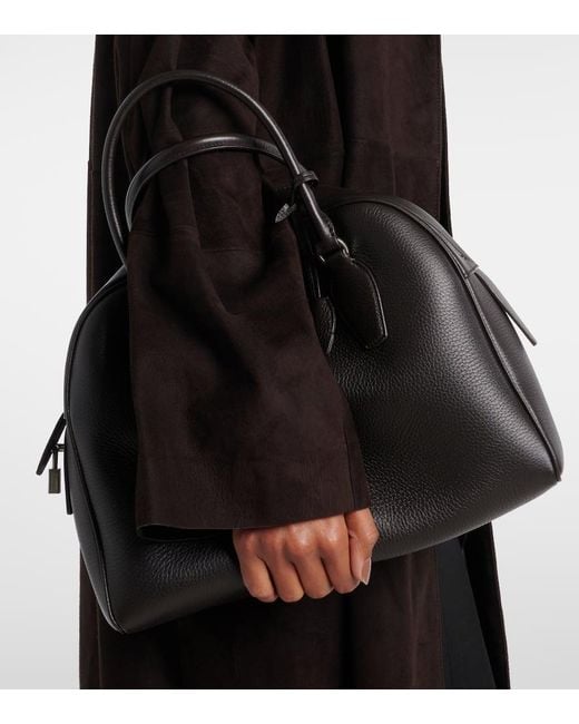 The Row India 12.00 Leather Tote Bag in Black | Lyst