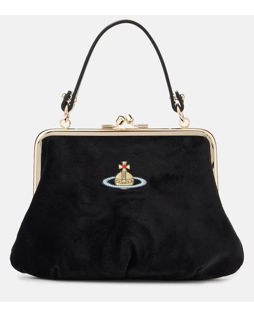 Vivienne Westwood Granny Frame Orb Velvet Tote Bag in Black | Lyst UK