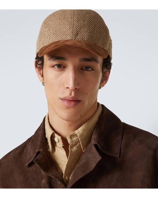 Ralph Lauren Herringbone Wool Baseball Cap in Brown for Men | Lyst