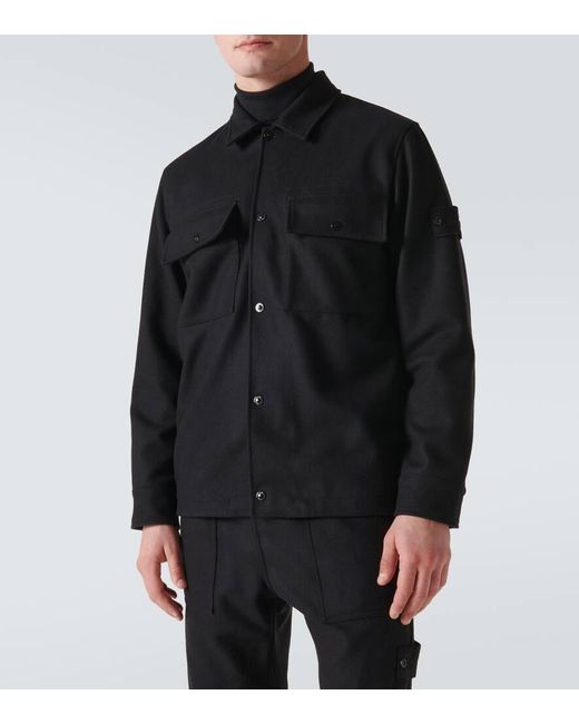 Stone Island Ghost Compass Wool-blend Overshirt in Black for Men | Lyst