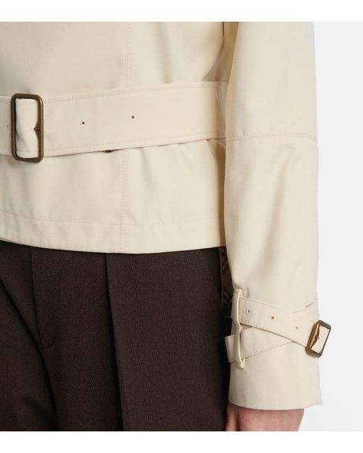 Burberry Cropped Gabardine Trench Coat in Natural | Lyst