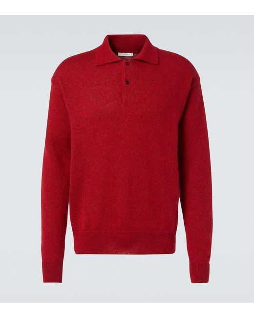 The Row Gere Silk And Mohair Tweed Polo Sweater in Red for Men | Lyst