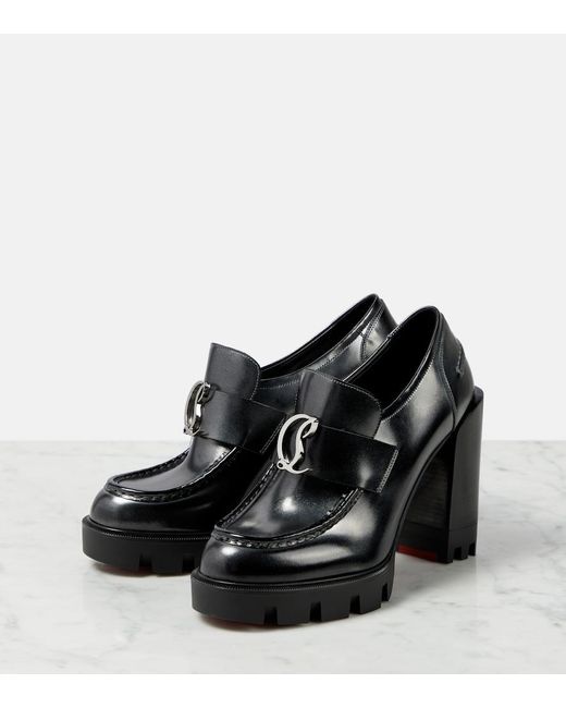 Christian Louboutin Cl Moc Lug Alta 100 Loafer Pumps in Black | Lyst