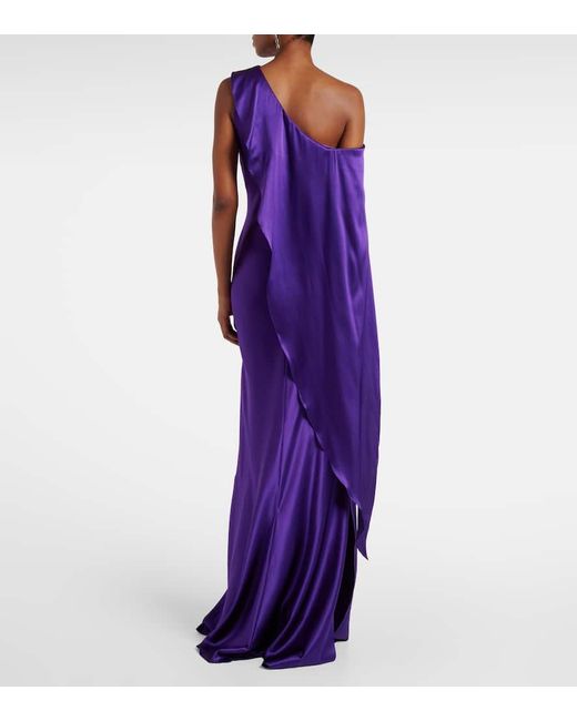 Ralph Lauren Lizzie Silk-blend Charmeuse Gown in Purple | Lyst