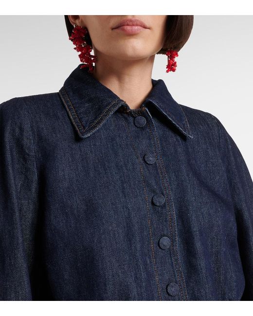 Dries Van Noten Cropped Denim Jacket in Blue | Lyst