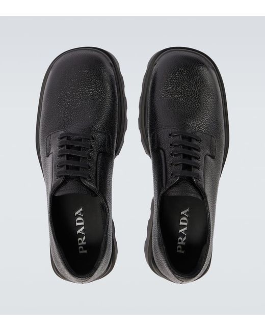 Prada Leather Derby Shoes in Black for Men | Lyst UK