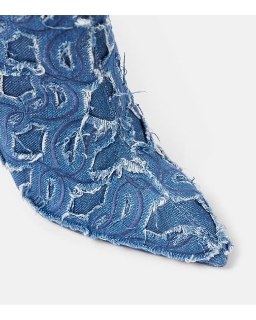 Christian Louboutin So Kate 100 Embroidered Distressed Denim Ankle ...