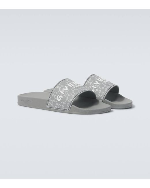 Givenchy Logo Monogram Slides in Gray for Men | Lyst
