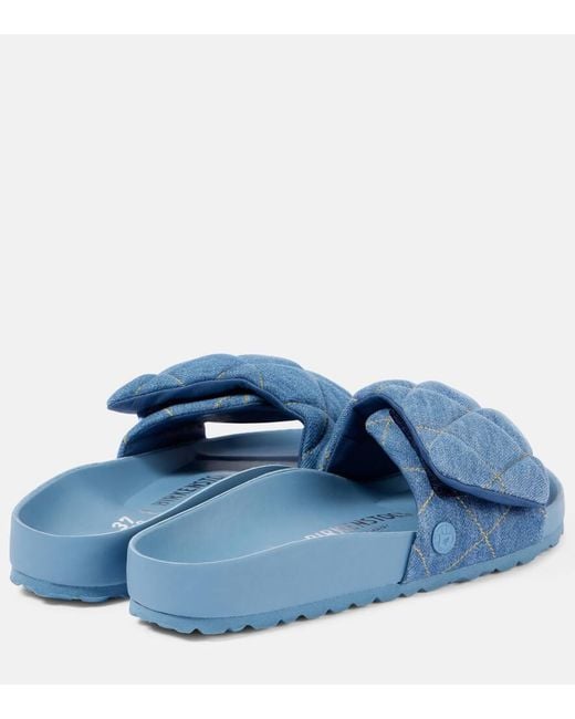 Birkenstock Sylt Quilted Denim Slides in Blue | Lyst