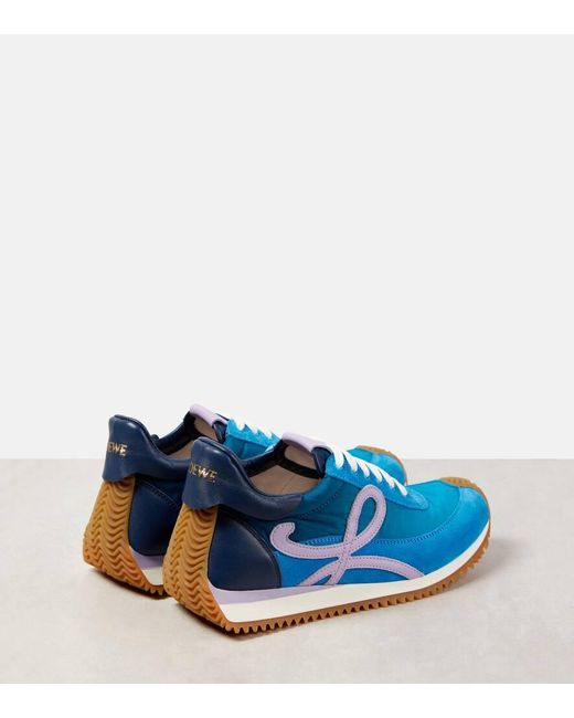 Loewe Flow Runner 2.0 Suede-trimmed Sneakers in Blue | Lyst