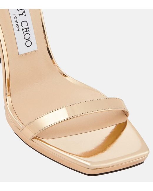 Jimmy Choo Alva Metallic Leather Sandals in Natural | Lyst