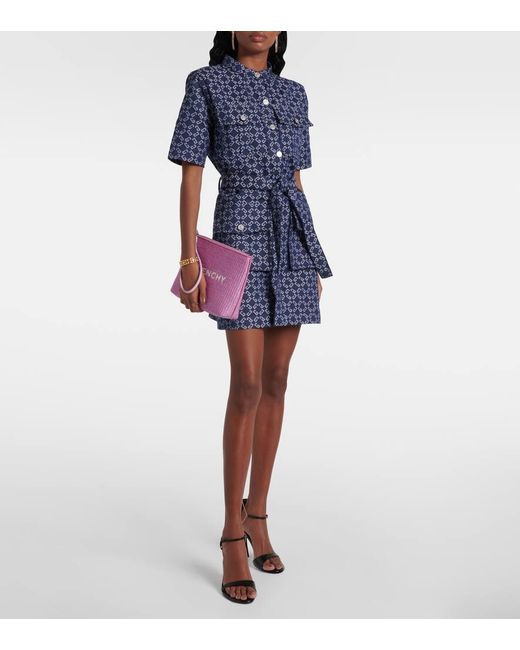 Givenchy Logo Raffia-Effect Pouch in Purple | Lyst