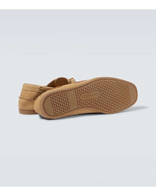 Tom Ford Robin Leather Boat Shoes in White for Men | Lyst UK