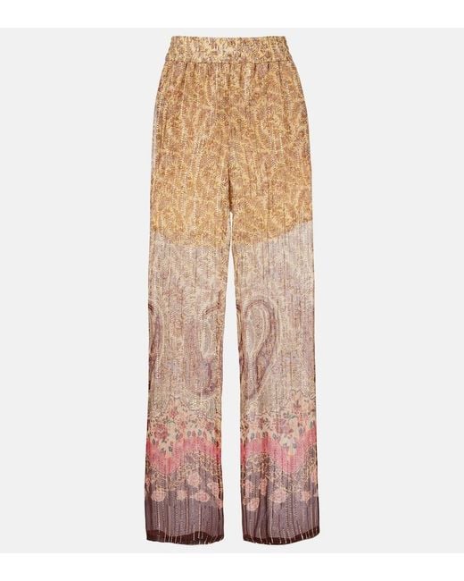 Valentino Printed Silk-Blend Wide-Leg Pants | Lyst UK