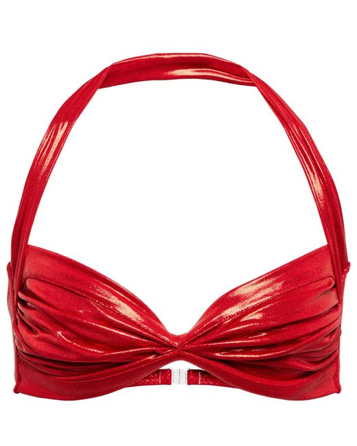 Norma Kamali Bill Shirred Lame Bikini Top | Lyst Norma Kamali Bill Shirred Lame Bikini Top | Lyst