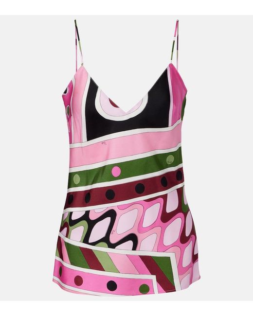 PUCCI Vivara Silk Satin Top in Pink | Lyst UK