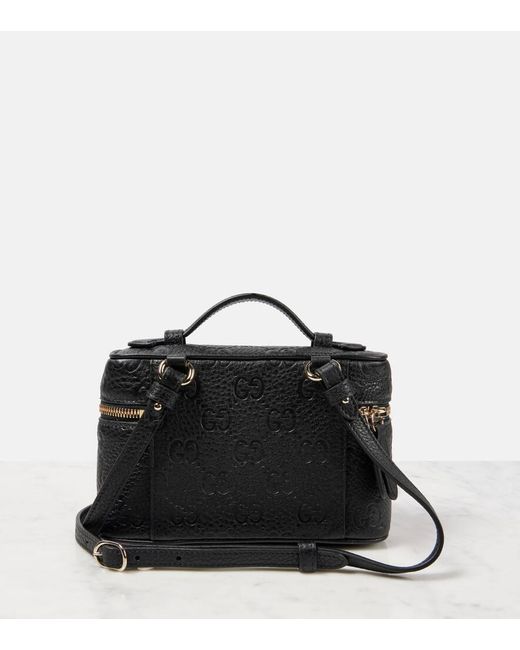 Gucci GG Super Mini Debossed Leather Tote Bag in Black | Lyst