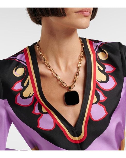 La DoubleJ Onyx Pendant Necklace in White | Lyst