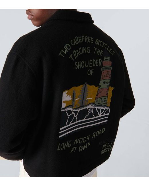 Bode Lighthouse Embroidered Wool-Blend Jacket in Black for Men | Lyst