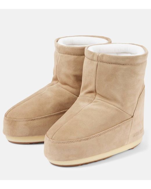 Moon Boot Icon Low Suede Snow Boots in Natural | Lyst