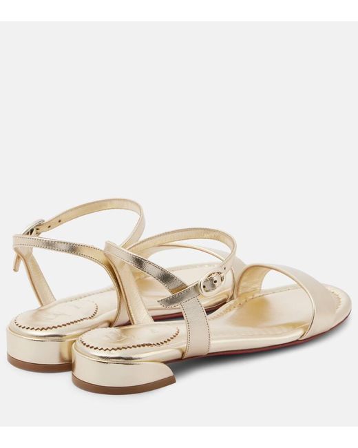Christian Louboutin Sweet Jane Metallic Leather Sandals in Natural | Lyst