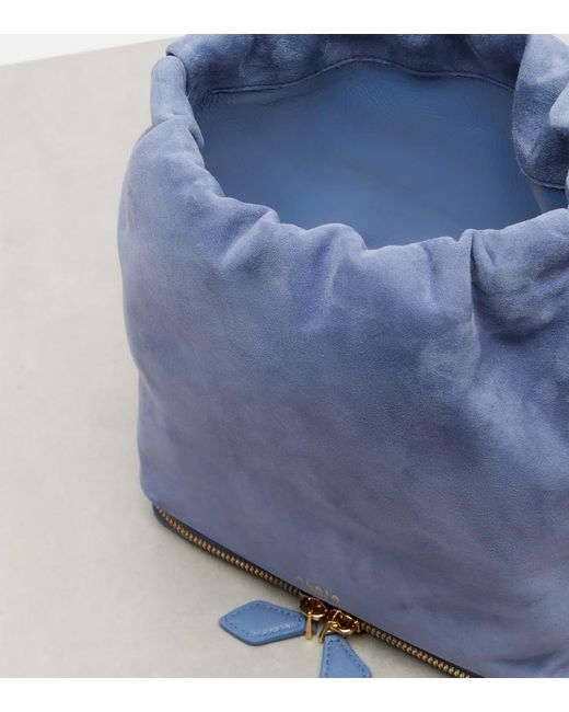 Alaïa Le Pochon Suede Bucket Bag in Blue | Lyst UK